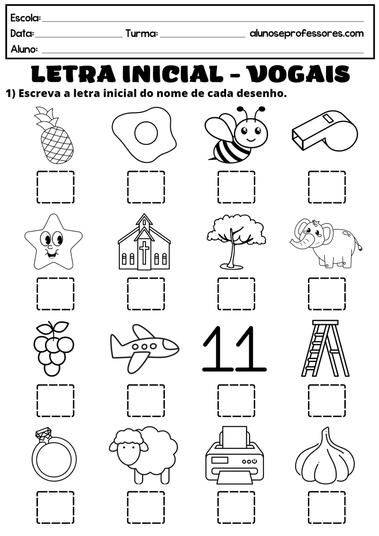 Atividades com a Letra Inicial para imprimir | Alunos e Professores
